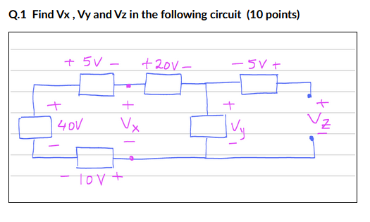 Solved Q.1 Find Vx, Vy and Vz in the following circuit (10 | Chegg.com