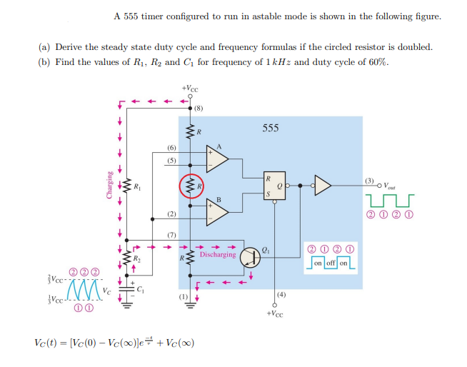 Solved A 555 timer configured to run in astable mode is | Chegg.com