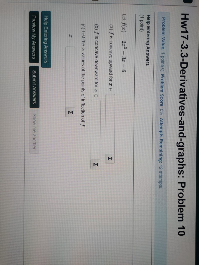 Solved Hw17-3.3-Derivatives-and-graphs: Problem 10 Problem | Chegg.com