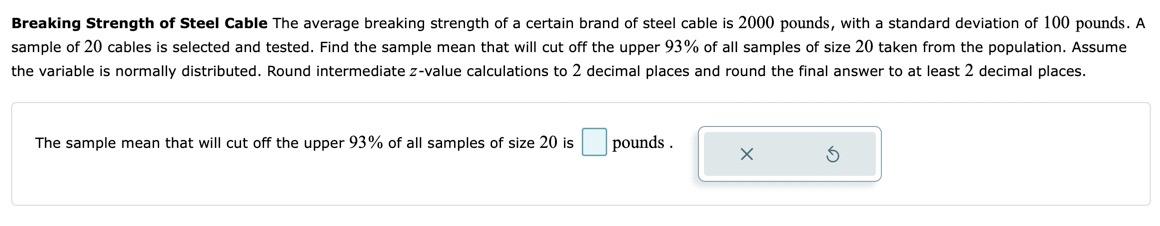 Solved Breaking Strength of Steel Cable The average breaking | Chegg.com