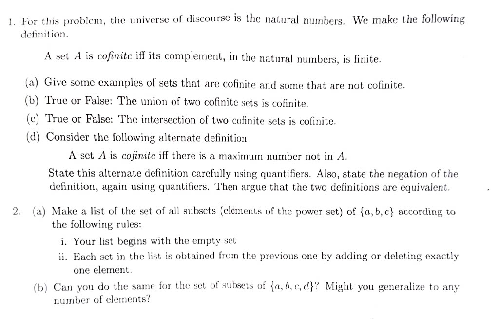 Solved 1. For this problem, the universe of discourse is the | Chegg.com
