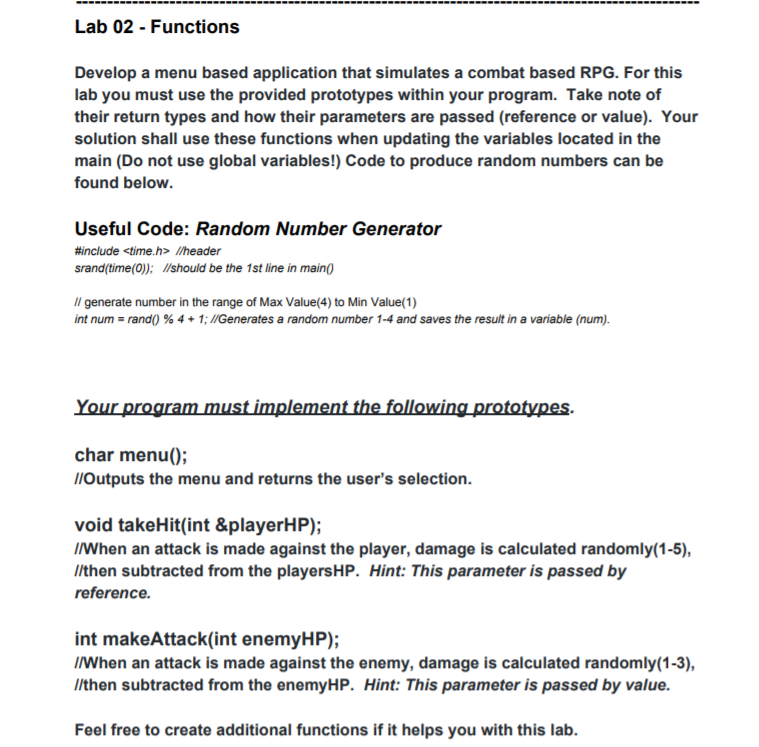 Solved COSE Lab 02 - Functions Develop a menu based | Chegg.com