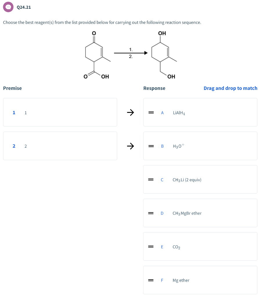 Solved Q24.21 Choose the best reagent(s) from the list | Chegg.com