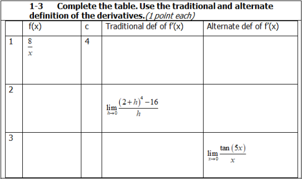 Solved Use the traditional and alternate definition of the | Chegg.com
