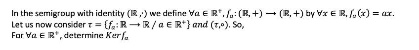 Solved In the semigroup with identity (R ,') we define Va e | Chegg.com