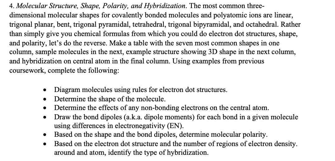 Solved Molecular Structure, Shape, Polarity, | Chegg.com