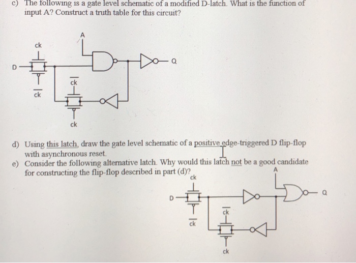 Solved c) The following is a gate level schematic of a | Chegg.com