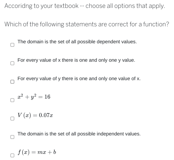 Solved Accoridng to your textbook -- ﻿choose all options | Chegg.com