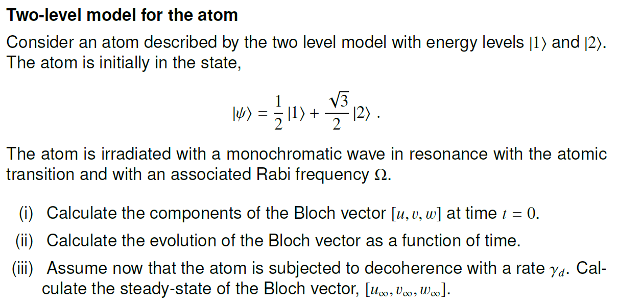 Solved Two-level model for the atom Consider an atom | Chegg.com