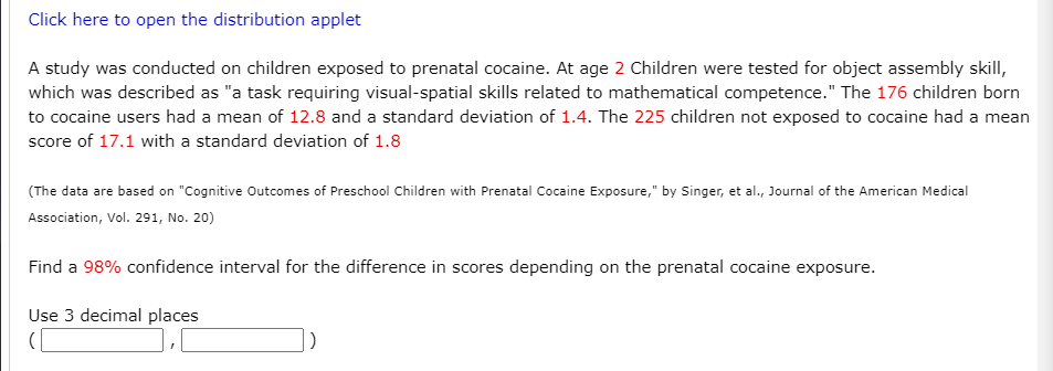 Solved Click here to open the distribution applet A study | Chegg.com