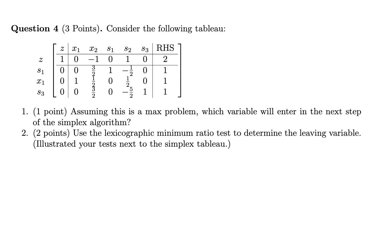 Solved Question 4 (3 Points). Consider the following | Chegg.com