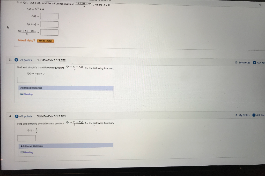 Solved 1. -/ points OSPreCalc1 1.3.166. My Notes Ask YC Find | Chegg.com