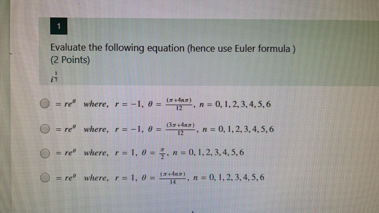 Solved 1 Evaluate the following equation (hence use Euler | Chegg.com