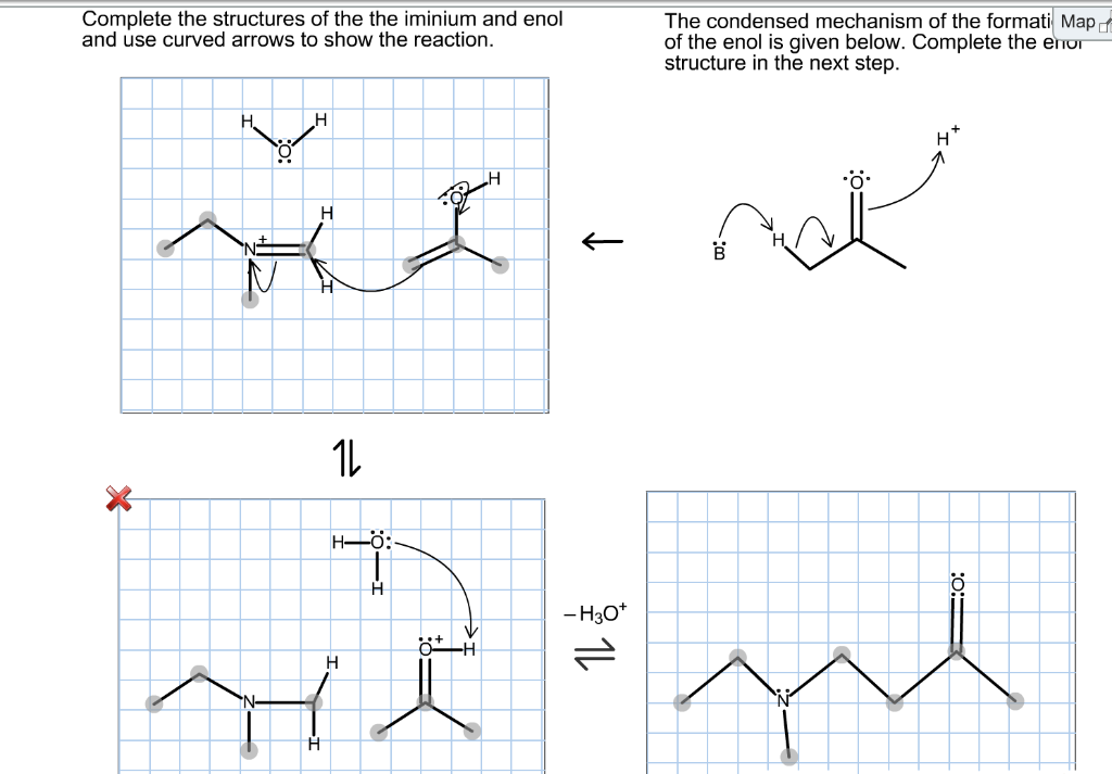 Solved Complete the structures of the the iminium and enol | Chegg.com