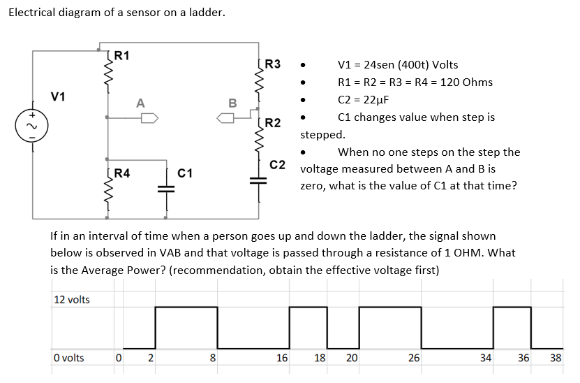 Solved Electrical diagram of a sensor on a ladder. TR1 R3 V1 | Chegg.com