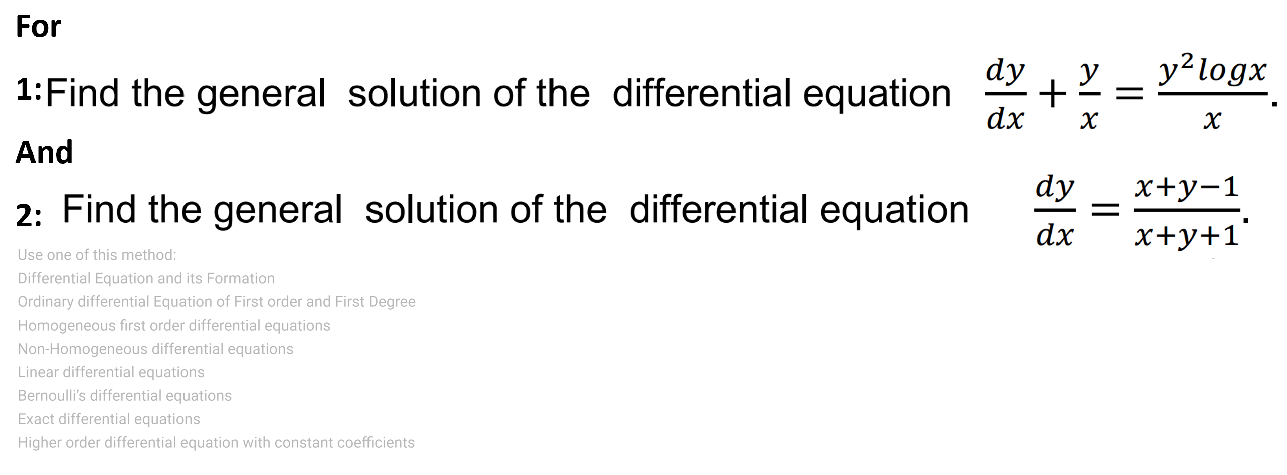 Solved 1:Find the general solution of the differential | Chegg.com