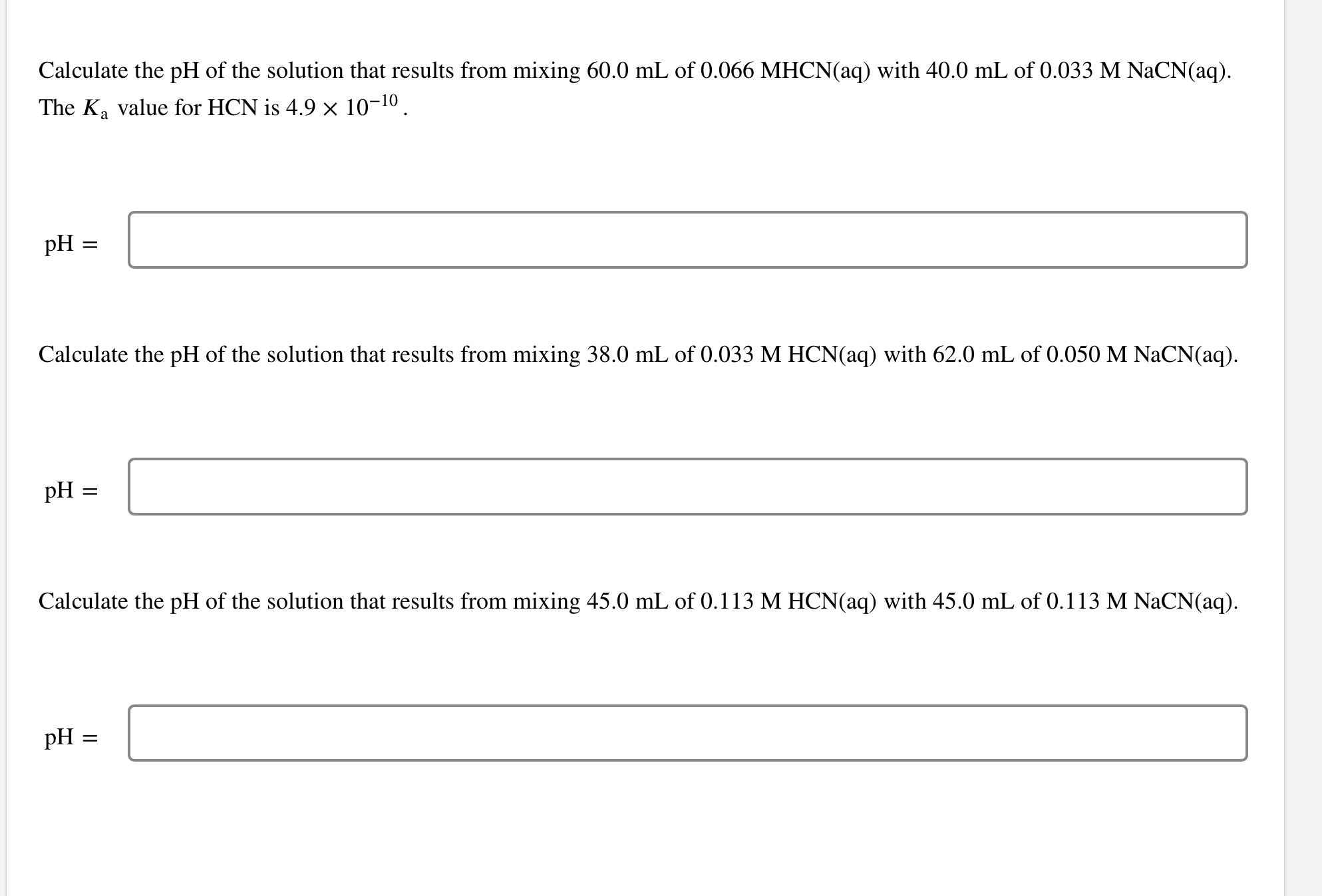 Solved Calculate the \\( \\mathrm{pH} \\) of the solution | Chegg.com