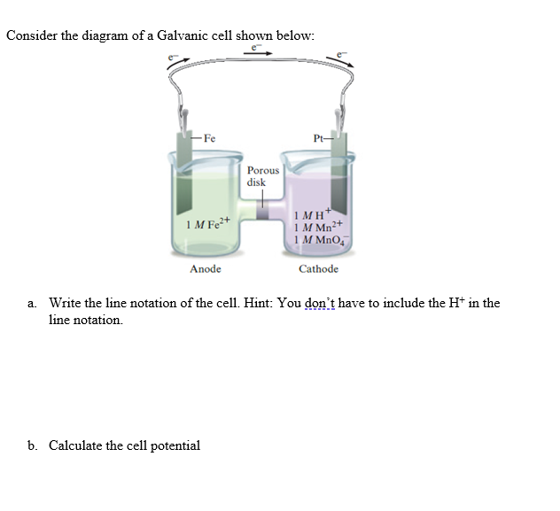 Solved Consider the diagram of a Galvanic cell shown below: | Chegg.com