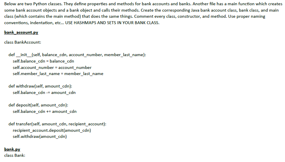 Solved Below are two Python classes. They define properties | Chegg.com