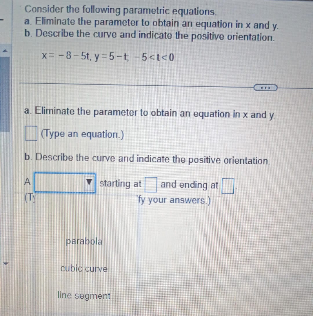 Solved Consider the following parametric equations. a. | Chegg.com