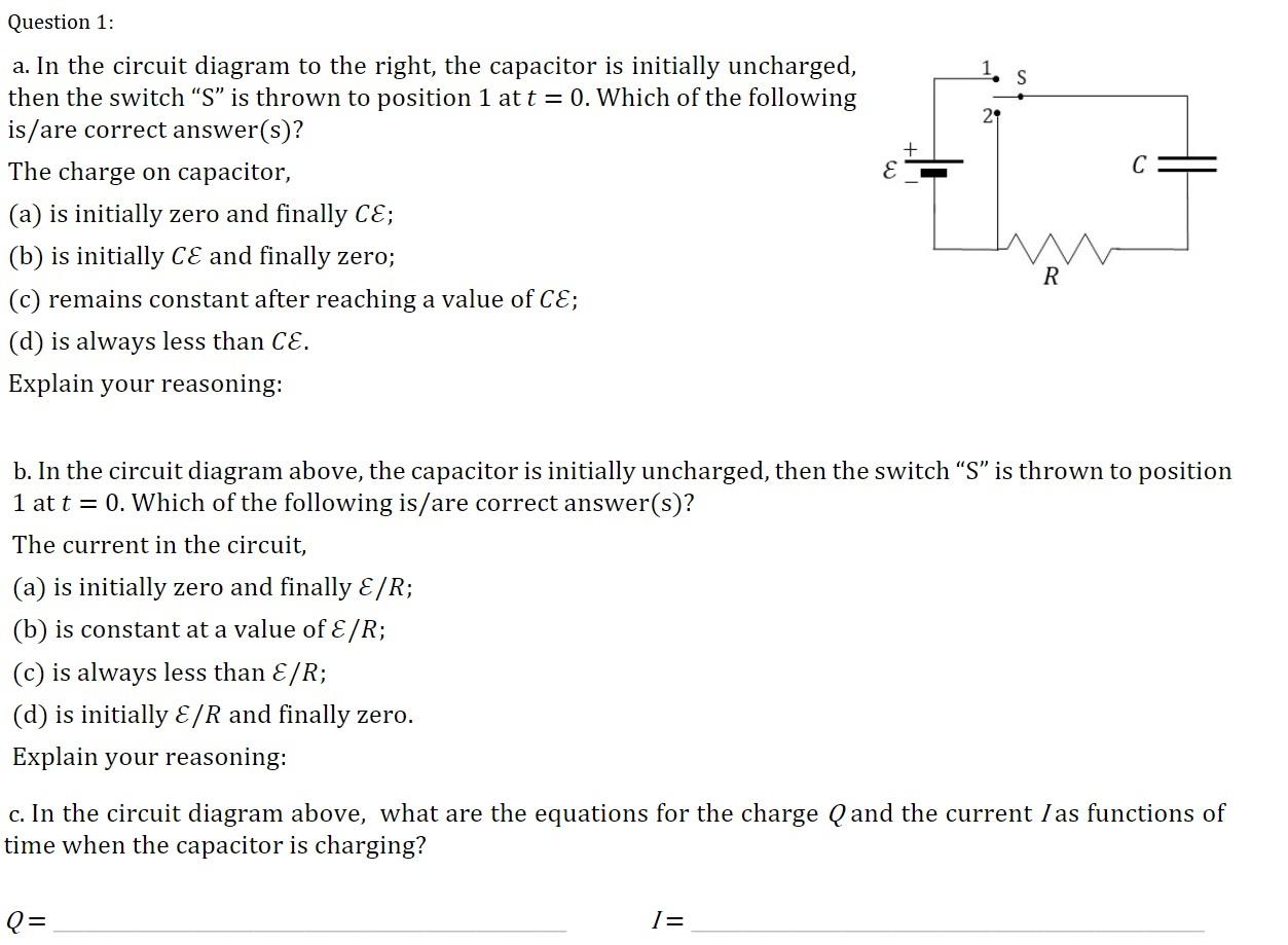 Solved Question 1: S E C a. In the circuit diagram to the | Chegg.com