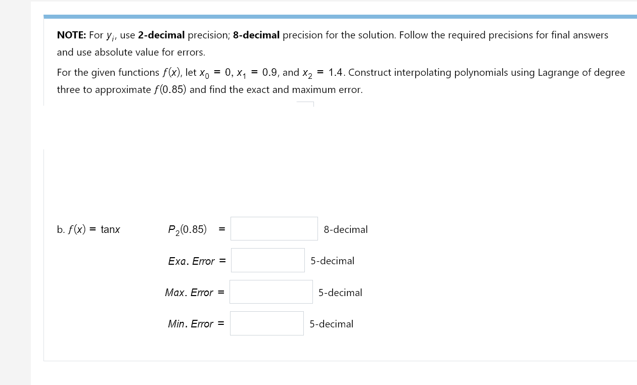 Solved NOTE: For yj, use 2-decimal precision; 8-decimal | Chegg.com