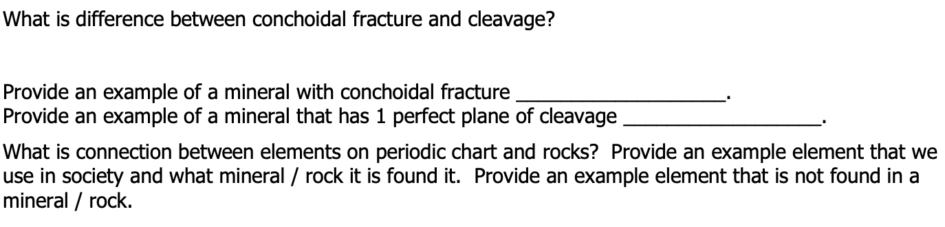 Solved What is difference between conchoidal fracture and | Chegg.com