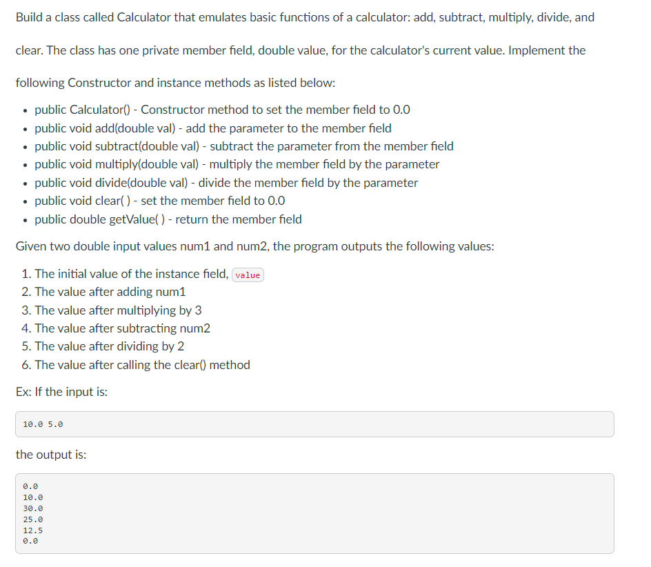Solved Build A Class Called Calculator That Emulates Basic 3961