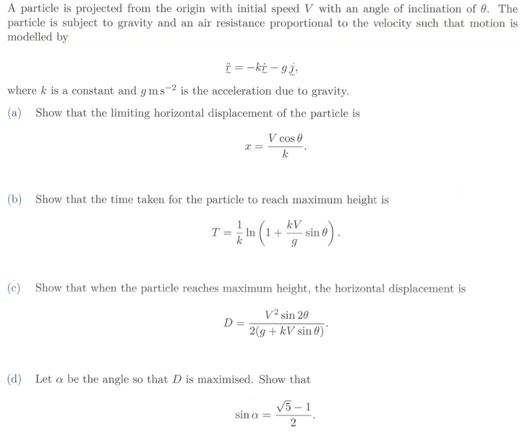 Solved A particle is projected from the origin with initial | Chegg.com