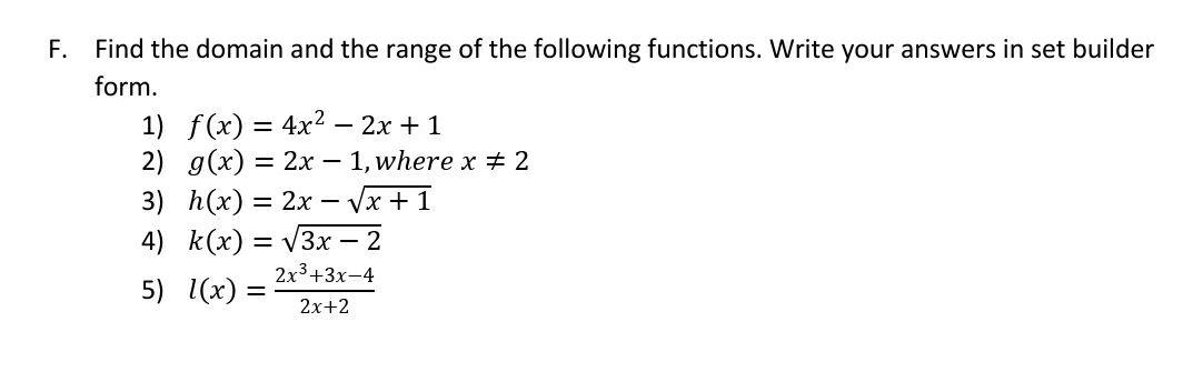 Solved Provide solutions on how you find the domain and | Chegg.com