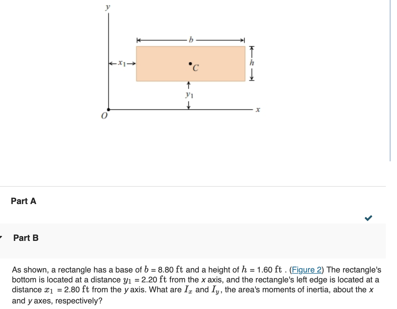 Solved Part APart BAs shown, a rectangle has a base of | Chegg.com