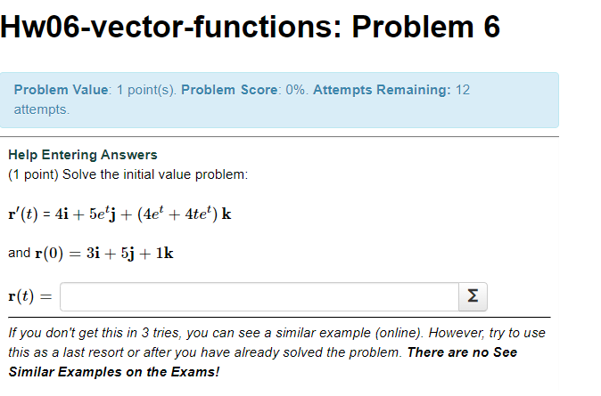 Solved Hw06 Vector Functions Problem 6 Problem Value 1