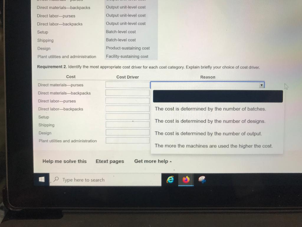 Solved - Х Requirements 1. Identify the cost hierarchy level | Chegg.com Solved - Х Requirements 1. Identify the cost hierarchy level | Chegg.com