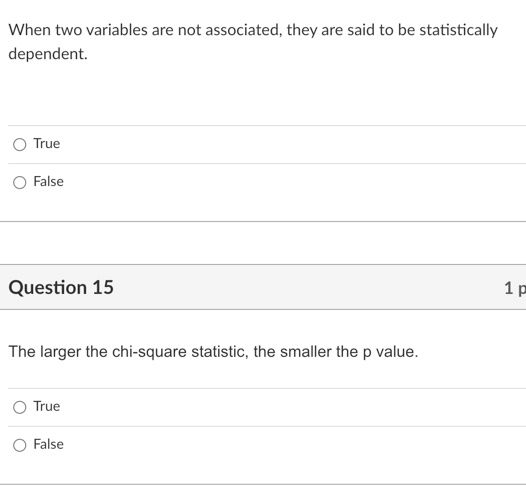 Solved When two variables are not associated, they are said | Chegg.com