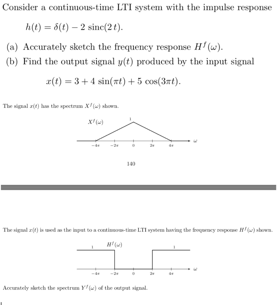 Solved Consider a continuous-time LTI system with the | Chegg.com
