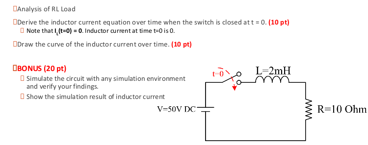 Solved Analysis of RL Load Derive the inductor current | Chegg.com