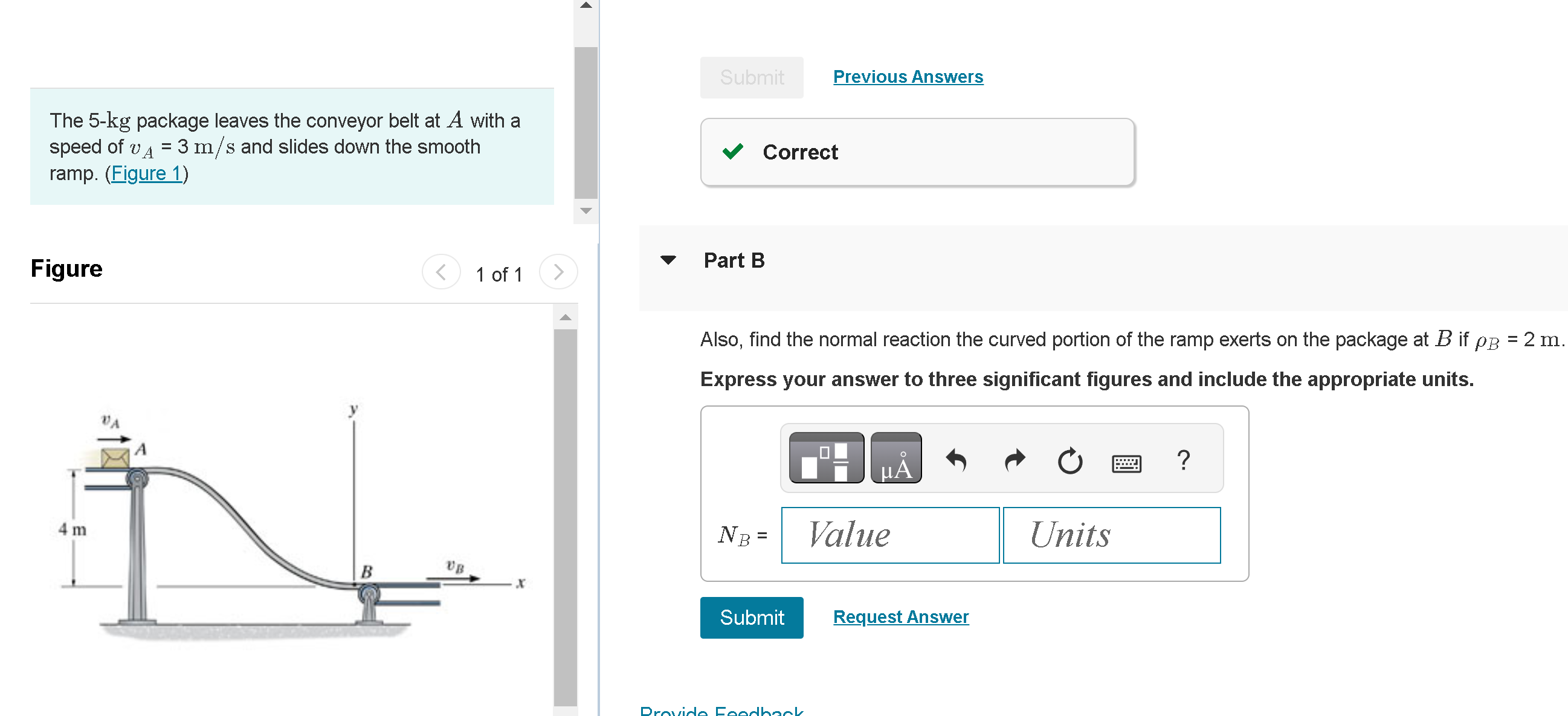 Solved The 5-kg package leaves the conveyor belt at A with a | Chegg.com
