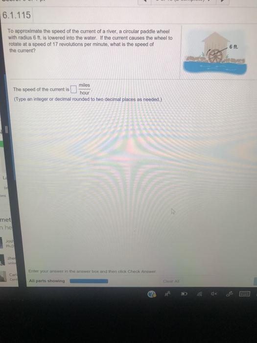 Solved 6.1.115 To approximate the speed of the current of a | Chegg.com