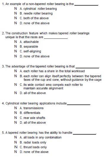 Solved 1. An example of a non-tapered roller bearing is the | Chegg.com