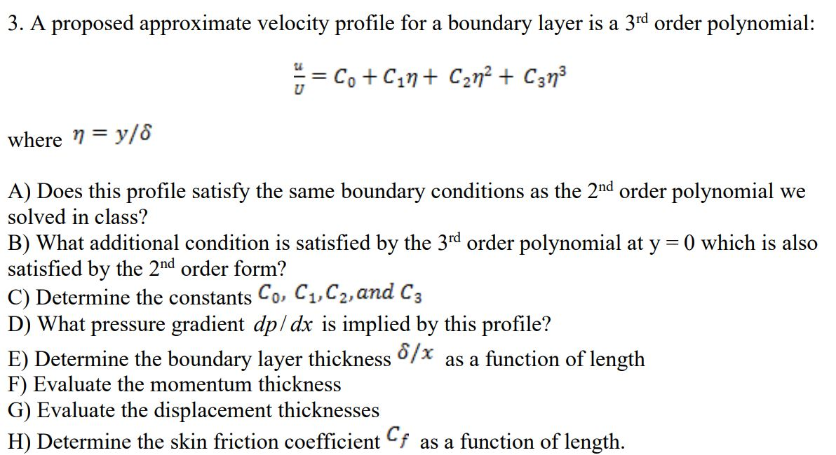 Solved 3. A proposed approximate velocity profile for a | Chegg.com
