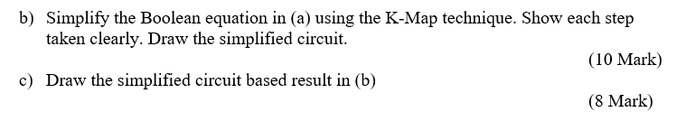 Solved Question 4 25 Mark Write The Boolean Equation For