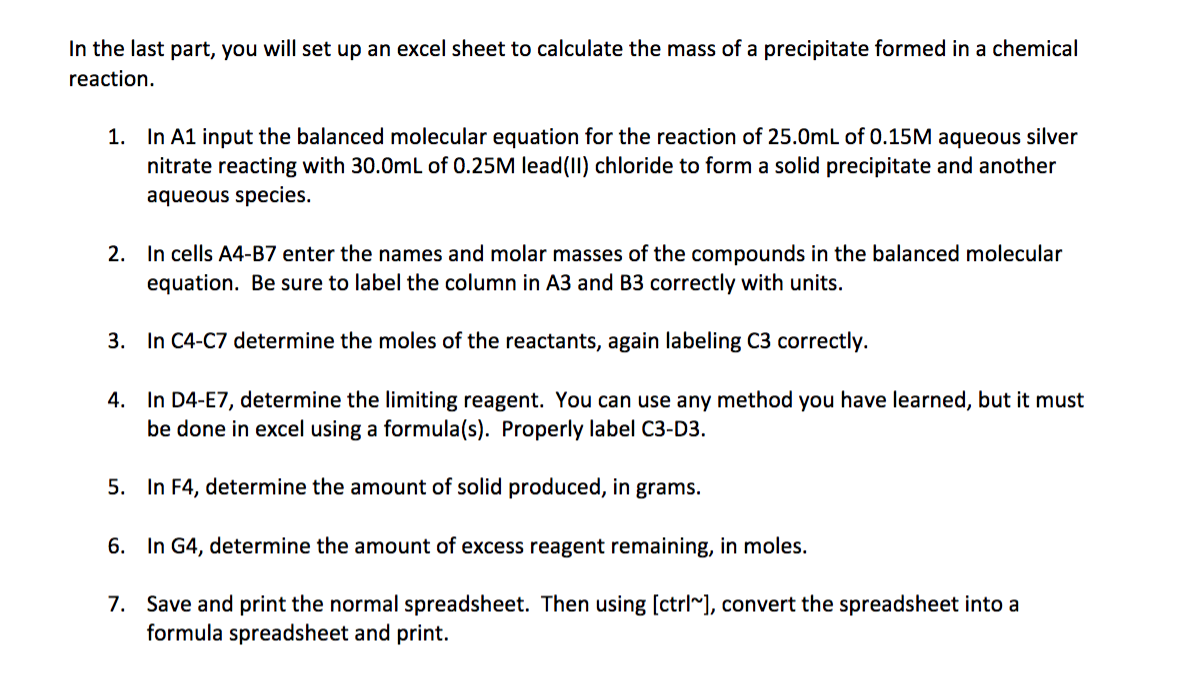 Solved Excel - Electronic Spreadsheet Assignment Open Excel | Chegg.com