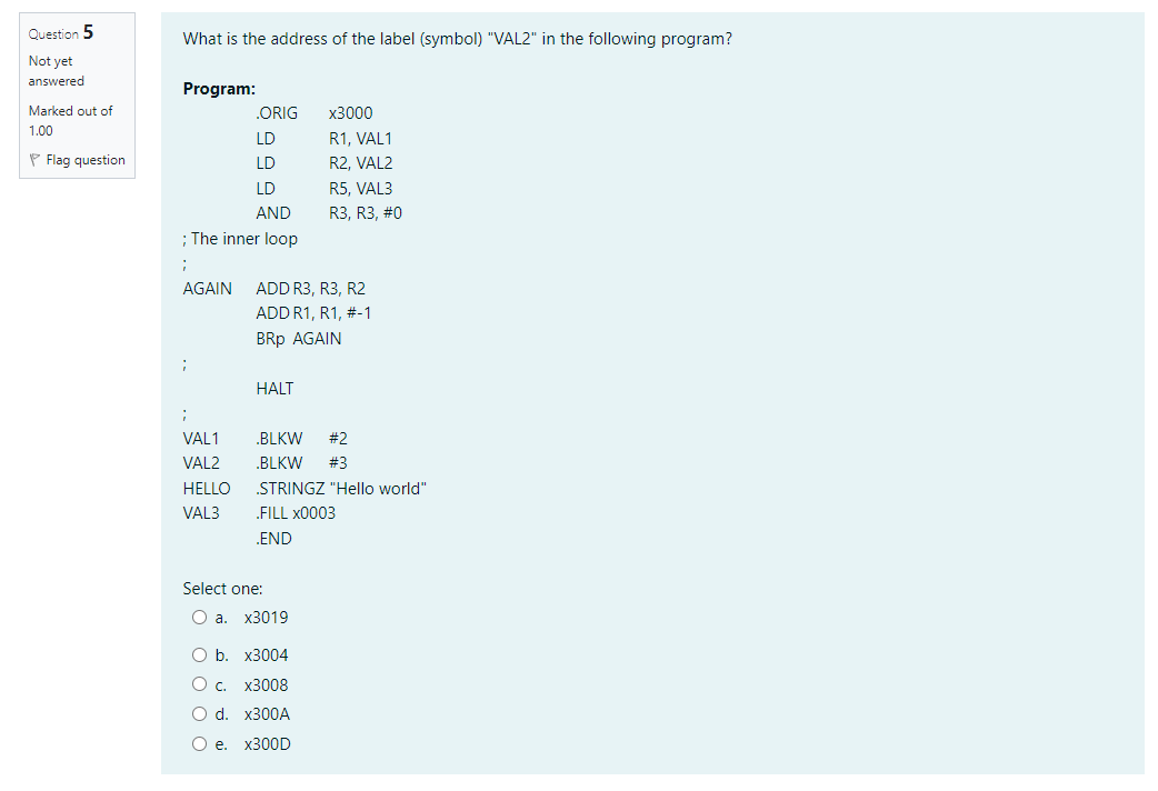 What is the address of the label (symbol) "VAL2" in | Chegg.com