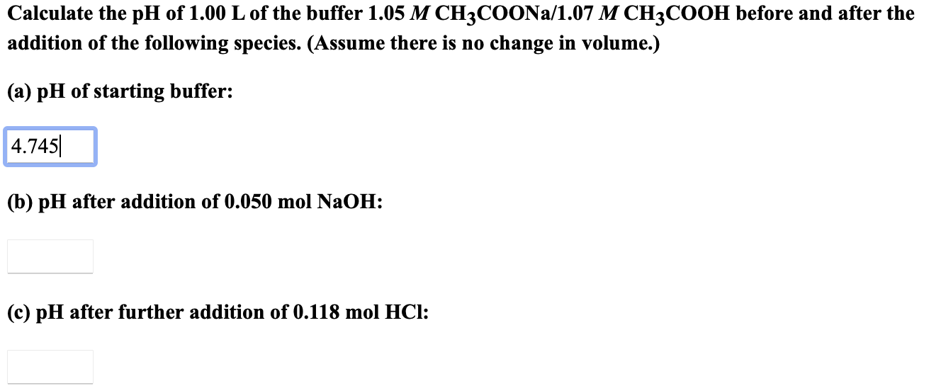 Solved Calculate the pH of 1.00 L of the buffer 1.05 M | Chegg.com