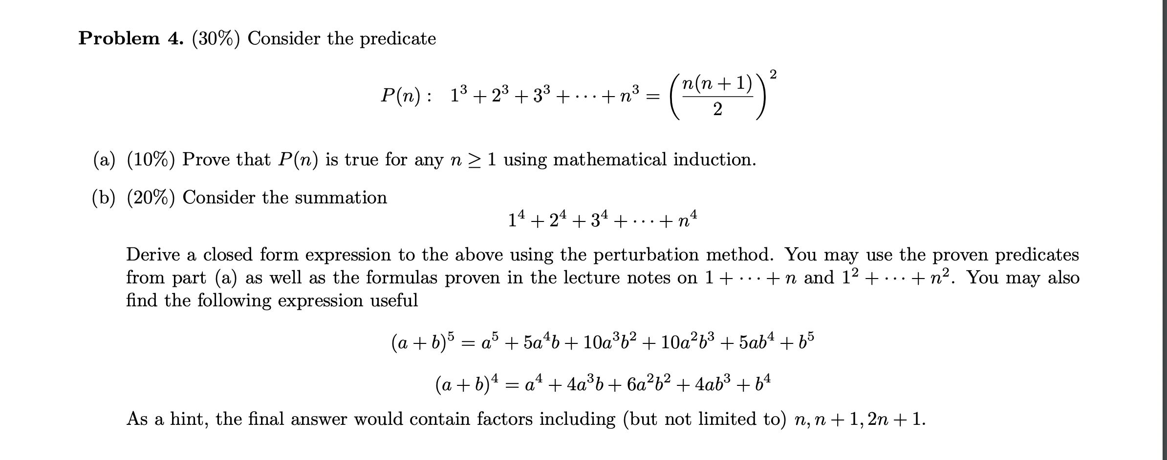 Solved Problem 4. (30%) ﻿Consider the | Chegg.com
