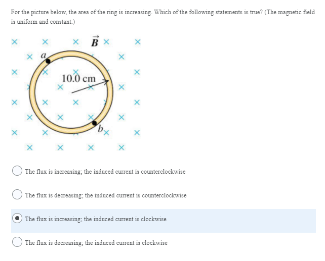 Solved For the picture below, the area of the ring is | Chegg.com