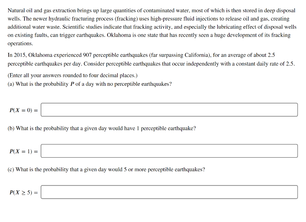 Solved Natural oil and gas extraction brings up large | Chegg.com
