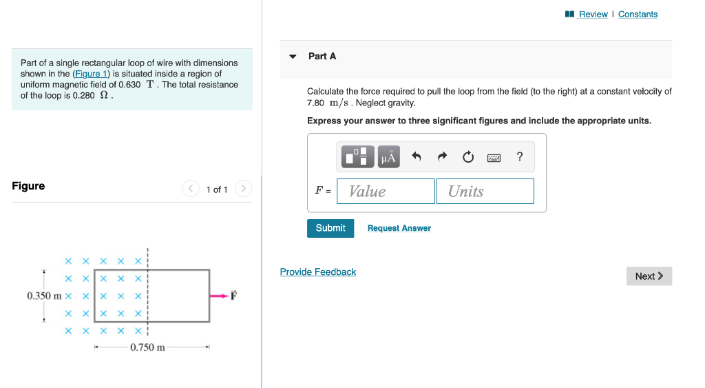Solved Part Of A Single Rectangular Loop Of Wire With 
