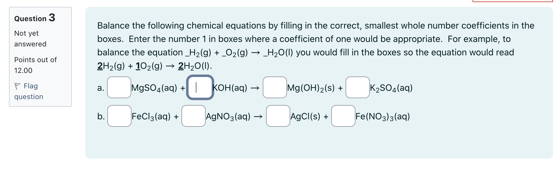 Solved Balance the following chemical equations by filling | Chegg.com