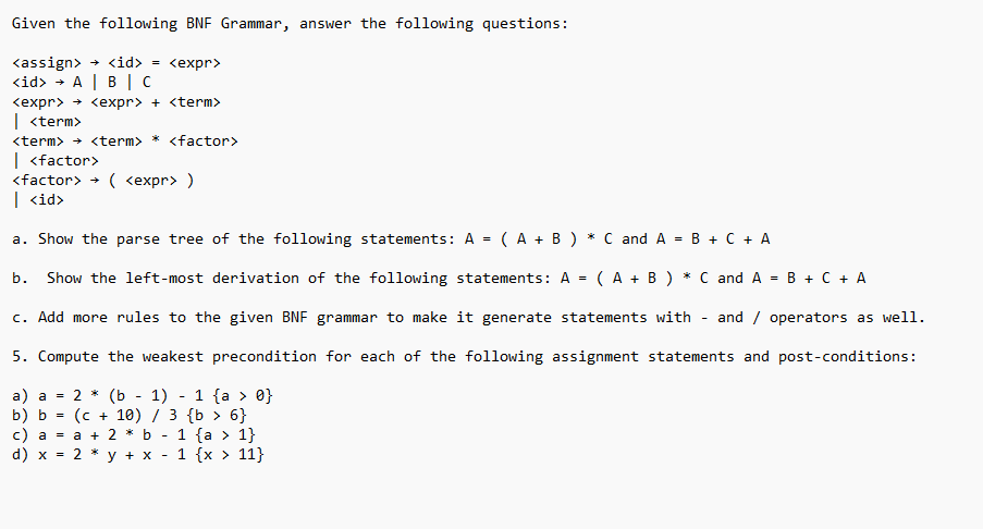 Solved Graph all the parse trees requested please | Chegg.com Solved Graph all the parse trees requested please | Chegg.com
